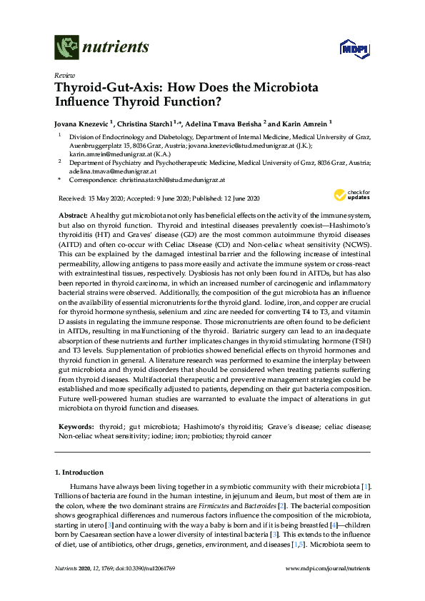 (PDF) Thyroid-Gut-Axis: How Does the Microbiota Influence Thyroid Function?