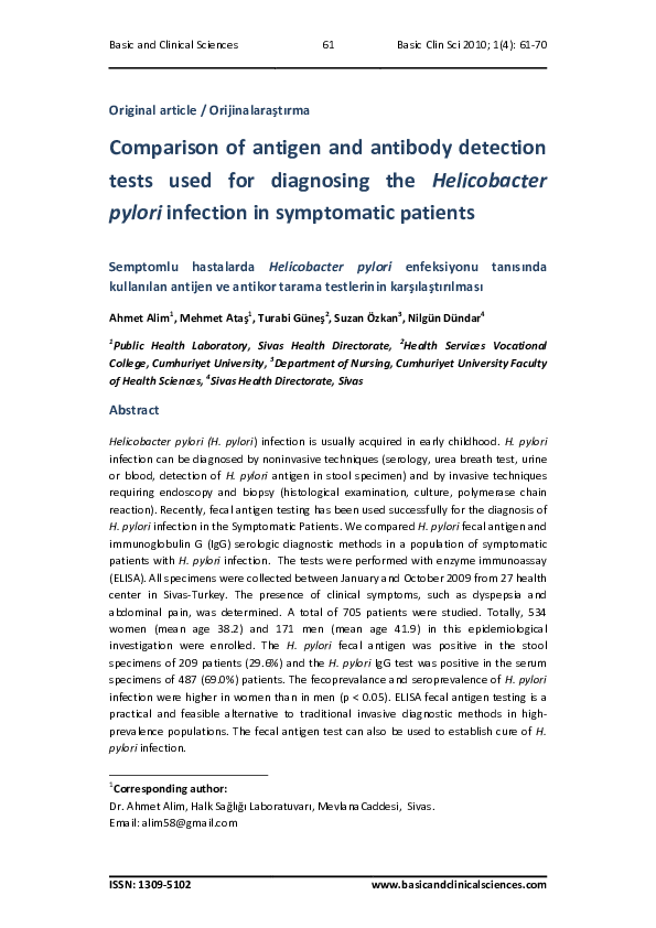 (PDF) Comparison of antigen and antibody detection tests used for ...