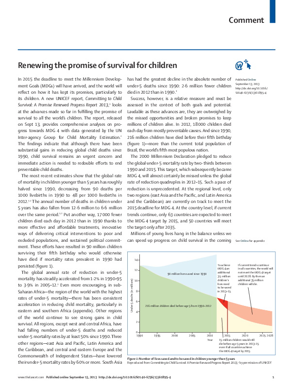 (PDF) Renewing the promise of survival for children