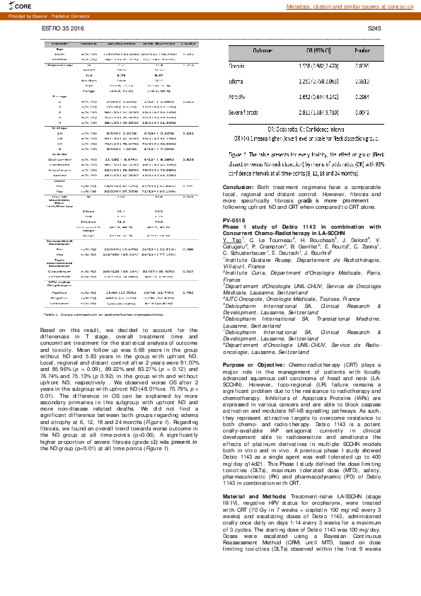 (PDF) PV-0518: Phase 1 study of Debio 1143 in combination with ...