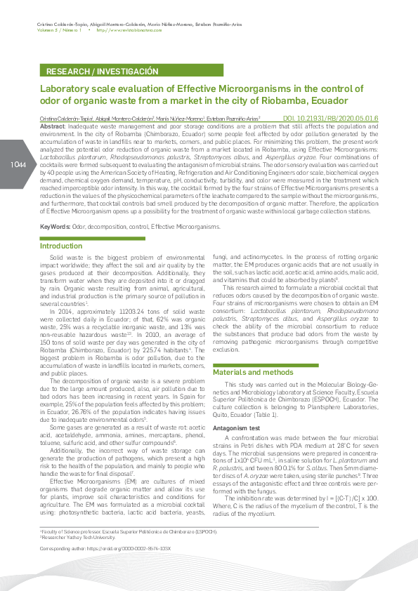 (PDF) Evaluation of Effective Microorganisms on home scale organic waste composting