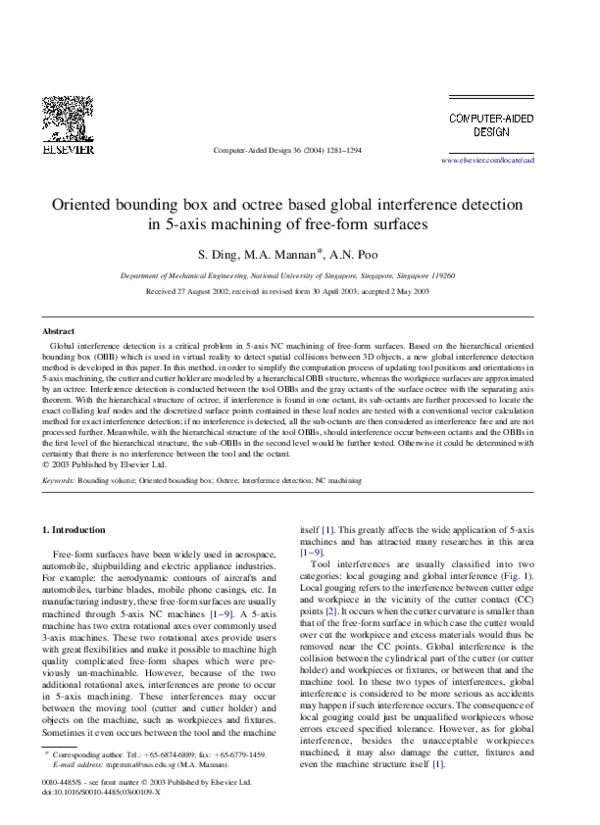 (PDF) Oriented bounding box and octree based global interference detection in 5-axis machining ...