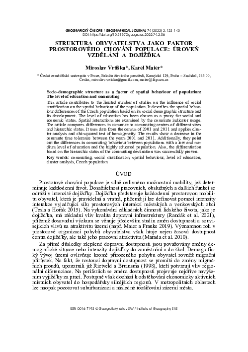 (PDF) Struktura obyvatelstva jako faktor prostorového chování populace ...