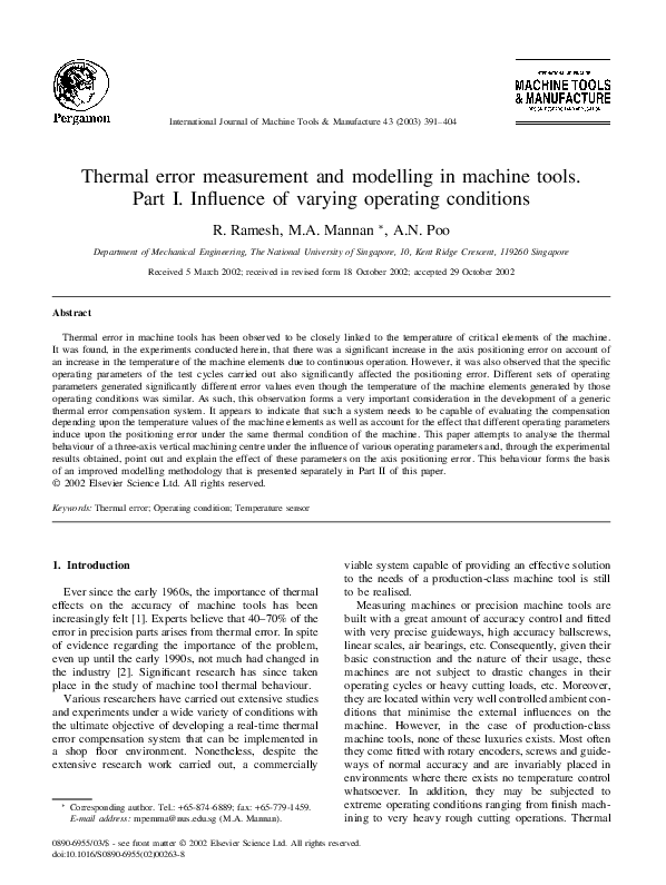 (PDF) Thermal error measurement and modelling in machine tools