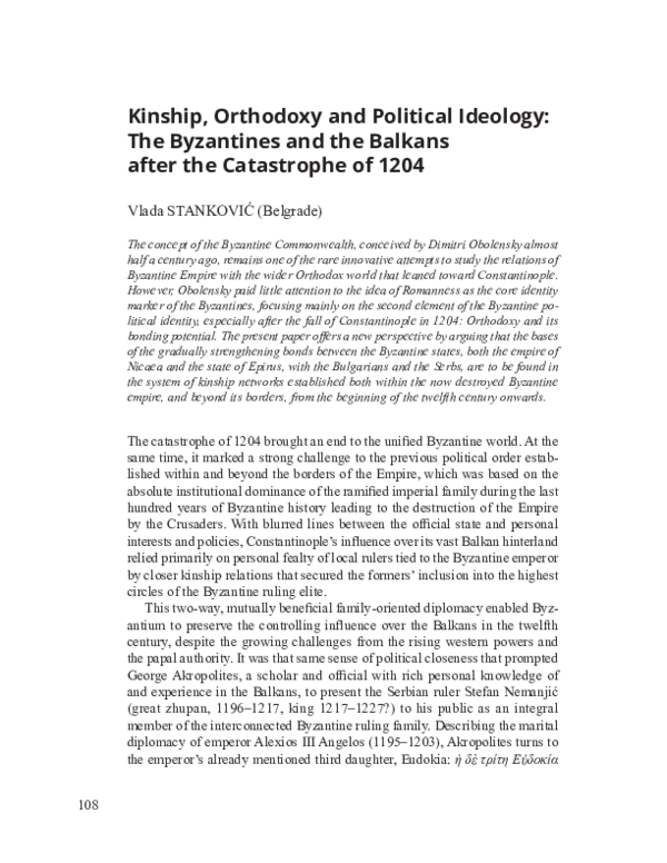 (PDF) Kinship, Orthodoxy and Political Ideology: The Byzantines and the ...