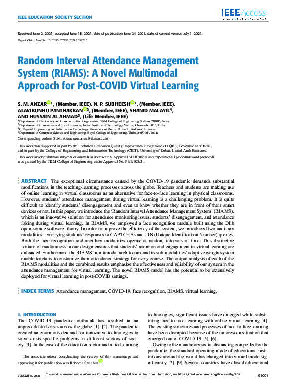(PDF) Random Interval Attendance Management System (RIAMS): A Novel ...