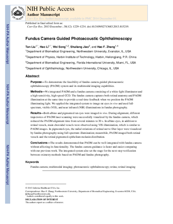 (PDF) Fundus Camera Guided Photoacoustic Ophthalmoscopy