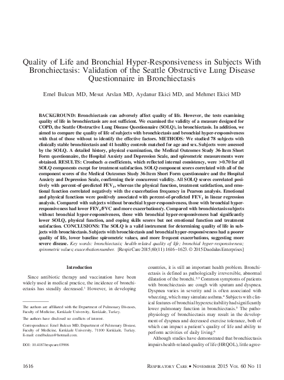 (PDF) Quality of Life and Bronchial Hyper-Responsiveness in Subjects ...