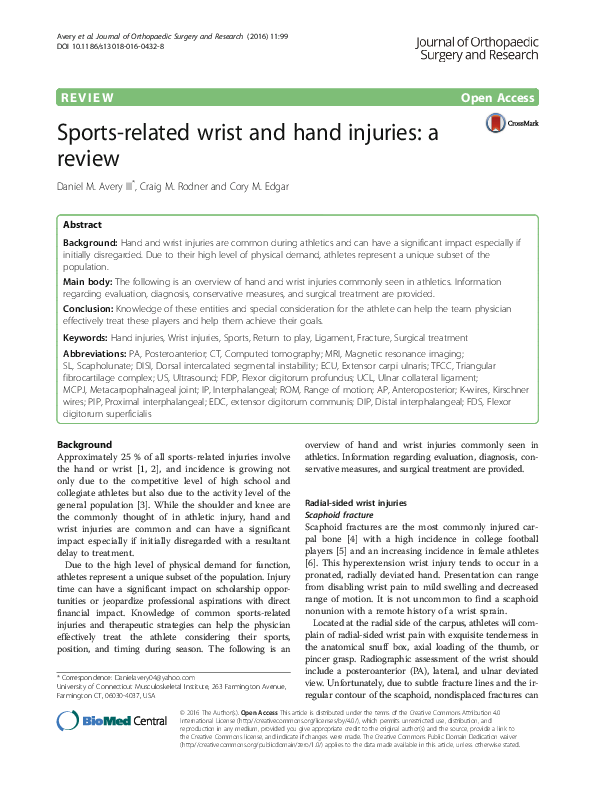 (PDF) Sports-related wrist and hand injuries: a review