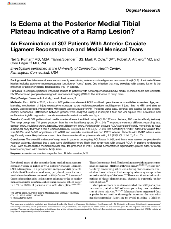 (PDF) Is Edema at the Posterior Medial Tibial Plateau Indicative of a ...