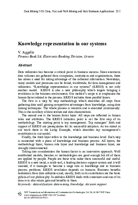 (PDF) Knowledge representation in our systems