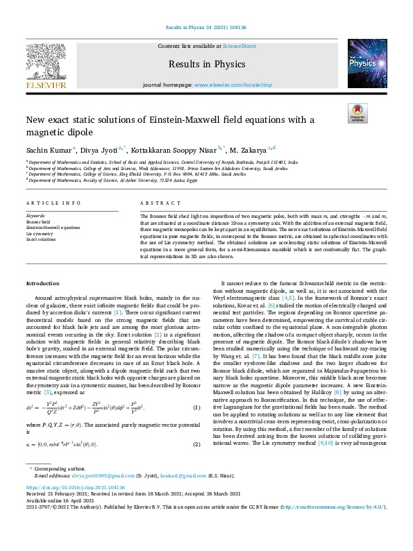 (PDF) New exact static solutions of Einstein-Maxwell field equations ...