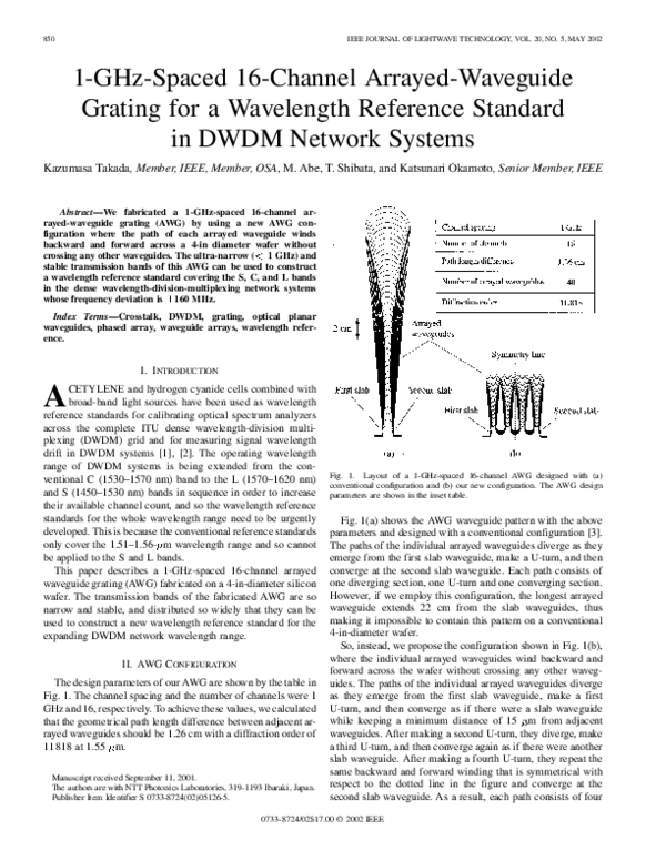 (PDF) 1-GHz-spaced 16-channel arrayed-waveguide grating for a ...