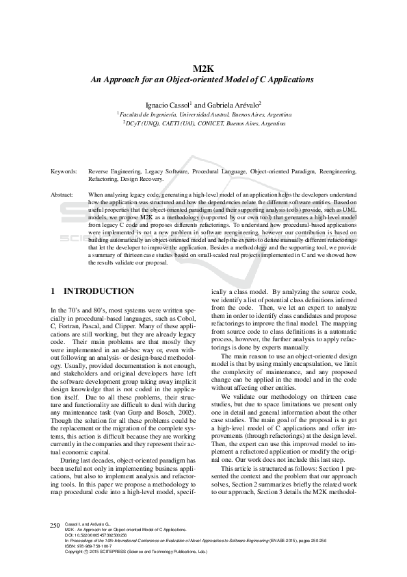 (PDF) M2K - An Approach for an Object-oriented Model of C Applications