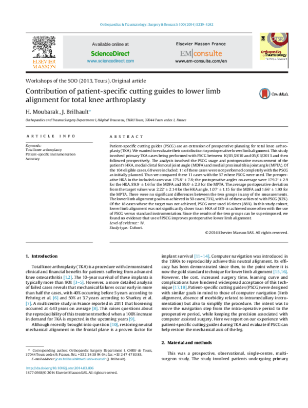 (PDF) Contribution of patient-specific cutting guides to lower limb ...