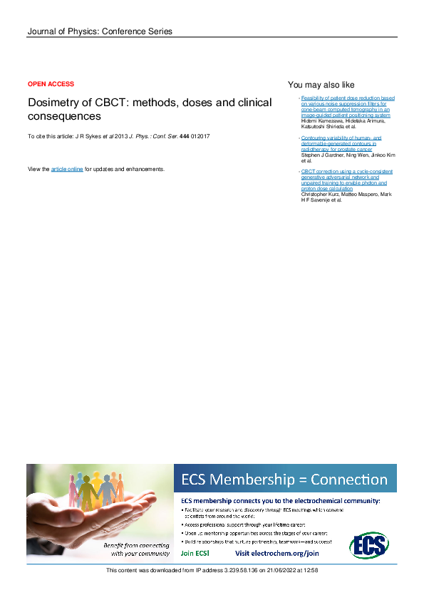 (PDF) Dosimetry of CBCT: methods, doses and clinical consequences