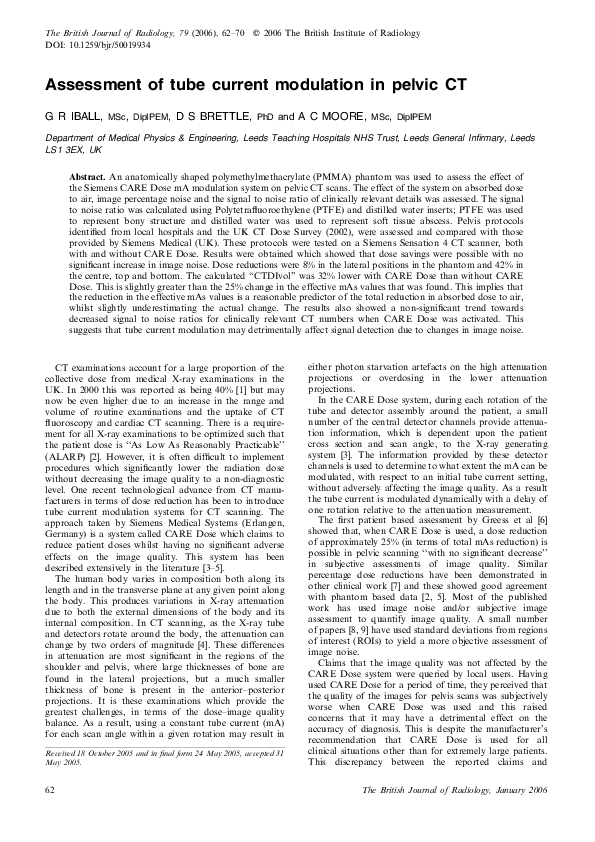 (PDF) Assessment of tube current modulation in pelvic CT