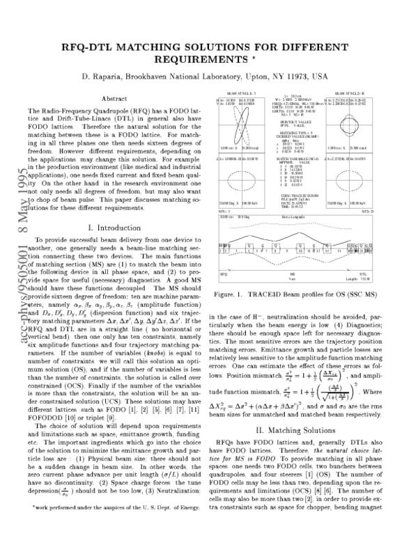 (PDF) RFQ-DTL matching solutions for different requirements