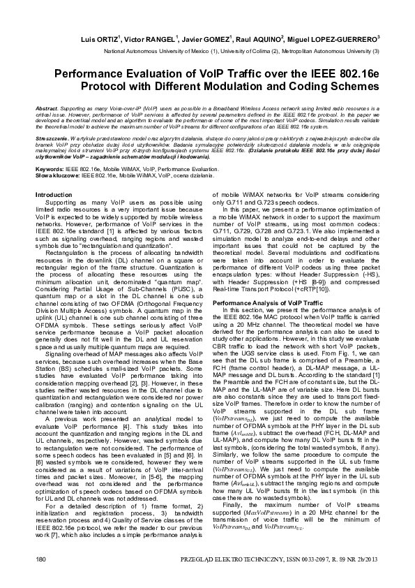 (PDF) Performance evaluation of VoIP traffic over the IEEE 802.16 e protocol with different ...