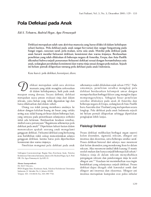 (PDF) Pola Defekasi pada Anak