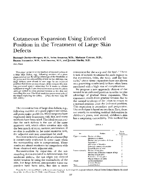 (PDF) Cutaneous Expansion Using Enforced Position in the Treatment of ...