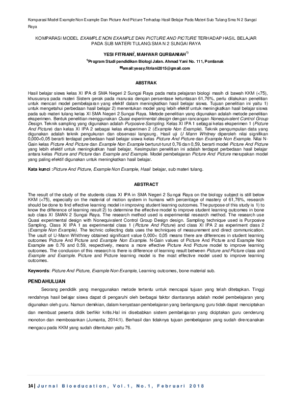 (PDF) Komparasi Model Example Non Example Dan Picture and Picture ...