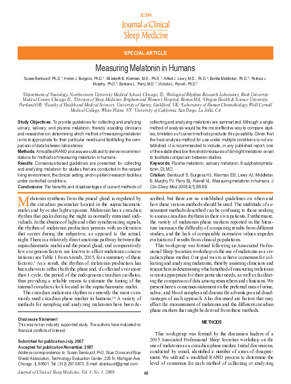 (PDF) Measuring Melatonin in Humans
