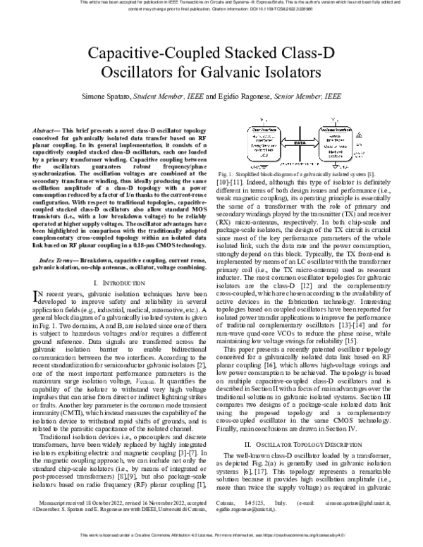(PDF) Capacitive-Coupled Stacked Class-D Oscillators for Galvanic Isolators