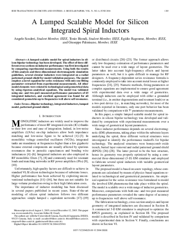 (PDF) A Lumped Scalable Model for Silicon Integrated Spiral Inductors