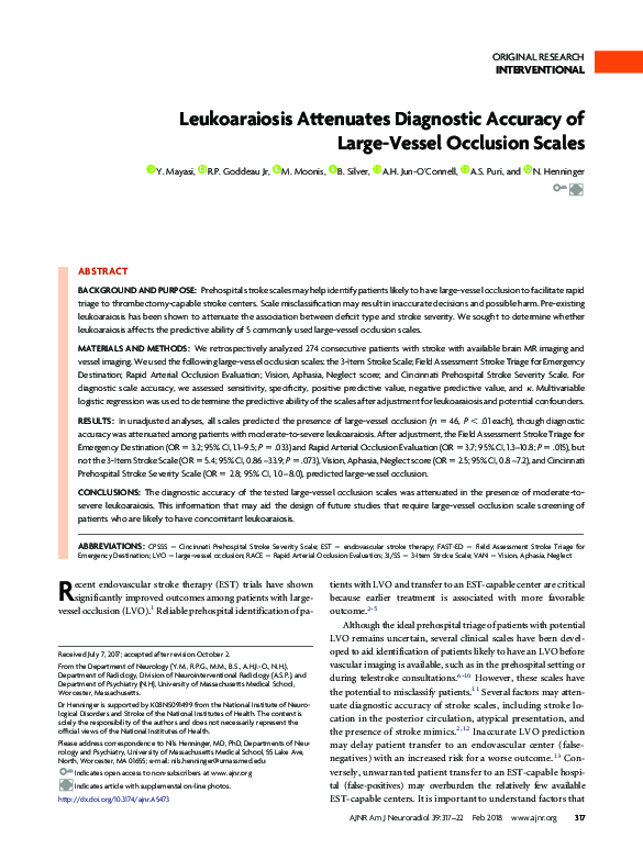 (PDF) Leukoaraiosis Attenuates Diagnostic Accuracy of Large-Vessel ...