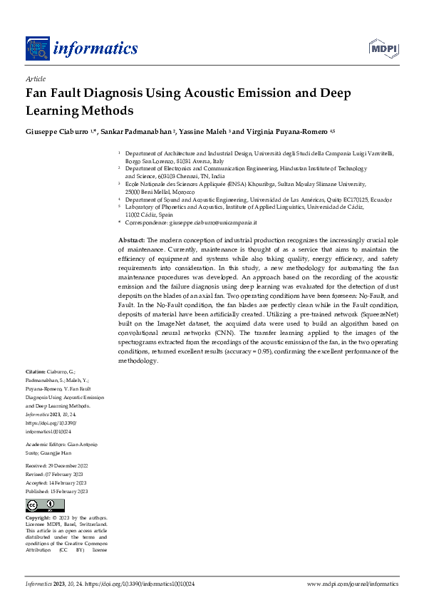 (PDF) Fan Fault Diagnosis Using Acoustic Emission and Deep Learning Methods