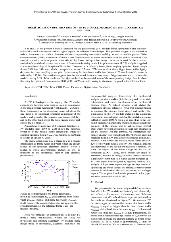 (PDF) Presented at the 38th European PV Solar Energy Conference and ...