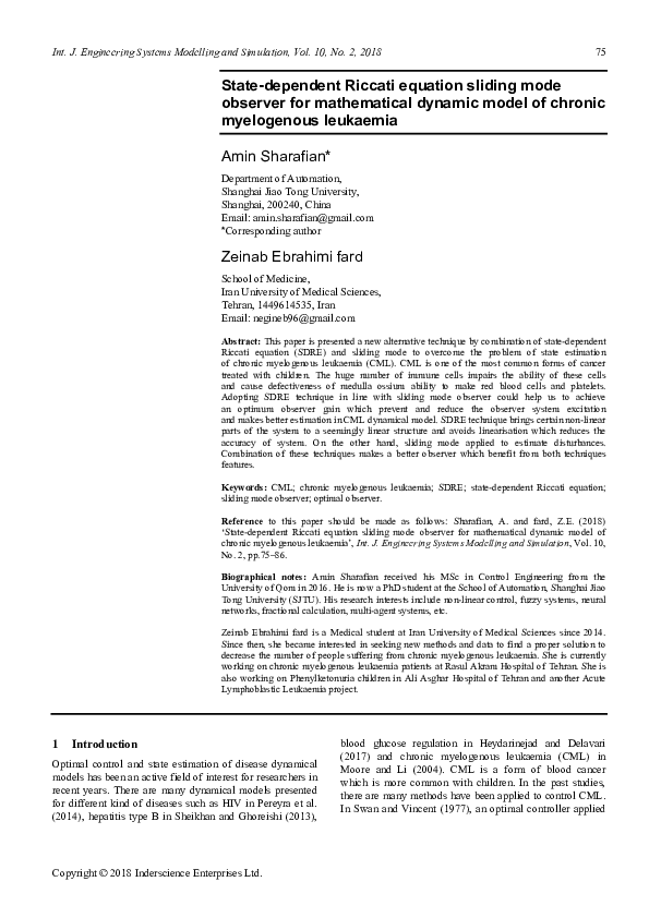 (PDF) State-dependent Riccati equation sliding mode observer for ...