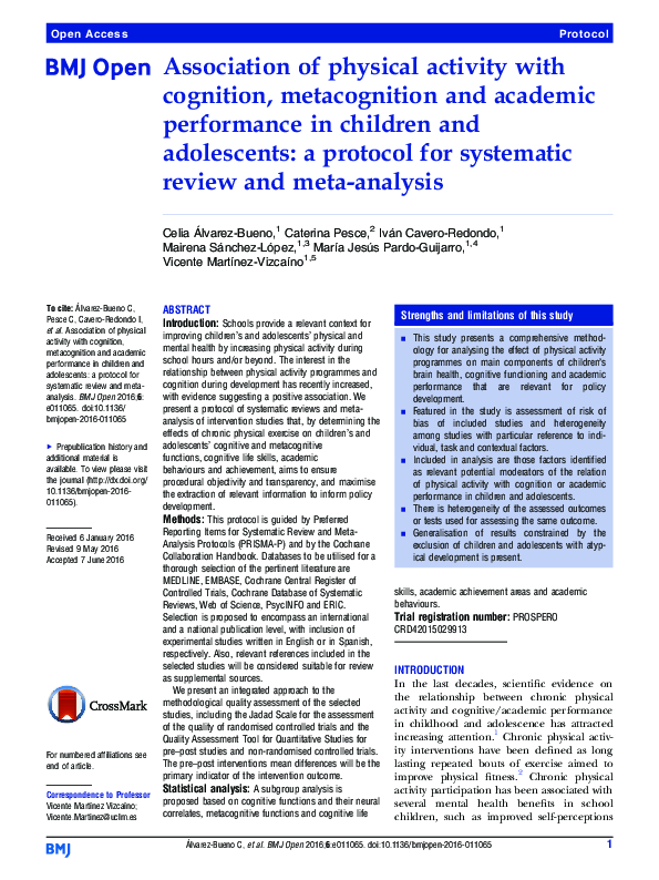(PDF) Association of physical activity with cognition, metacognition and academic performance in ...