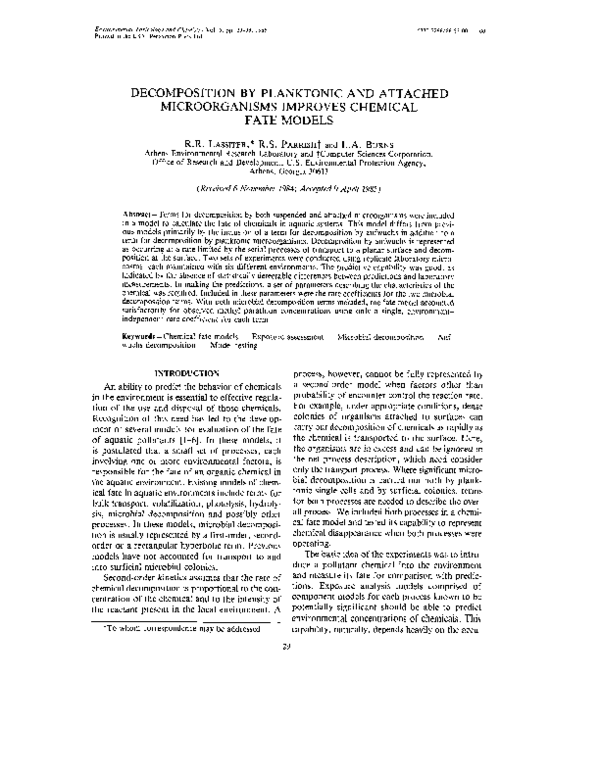 (PDF) Decomposition by Planktonic and Attached Microorganisms Improves ...