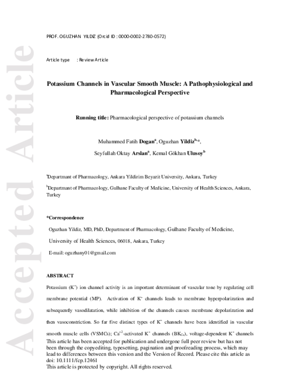 (PDF) Potassium channels in vascular smooth muscle: a ...
