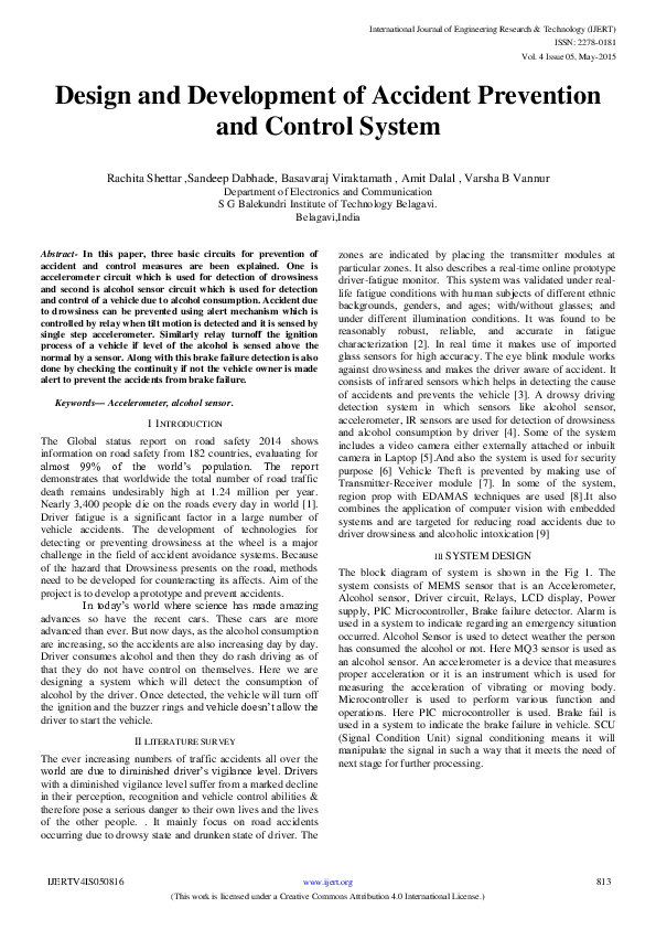 (PDF) Design and Development of Accident Prevention and Control System