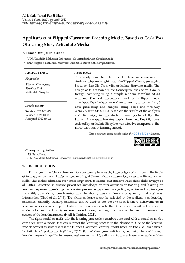 (PDF) Application of Flipped Classroom Learning Model Based on Task Exo ...