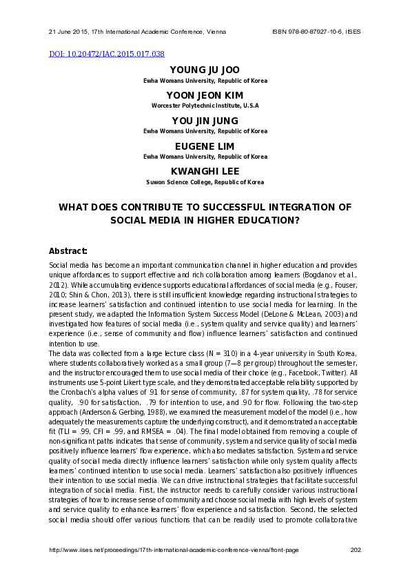 PDF What Does Contribute To Successful Integration Of Social Media In Higher Education pdf-what-does-contribute-to-successful-integration-of-social-media-in-higher-education
