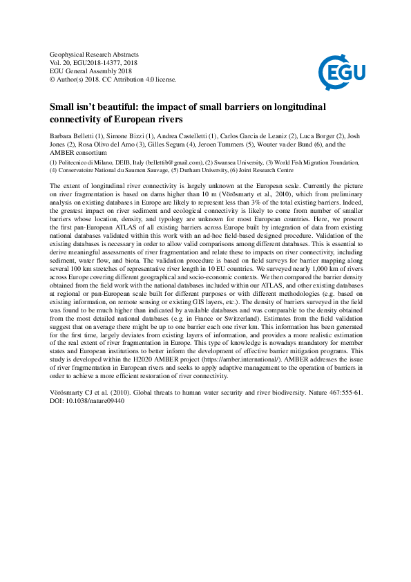 (PDF) Small isn’t beautiful: the impact of small barriers on ...