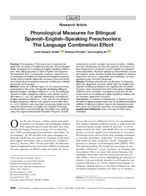 (PDF) Phonological Measures for Bilingual Spanish-English–Speaking ...