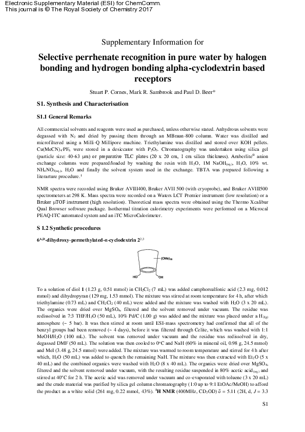 (PDF) Selective perrhenate recognition in pure water by halogen bonding ...