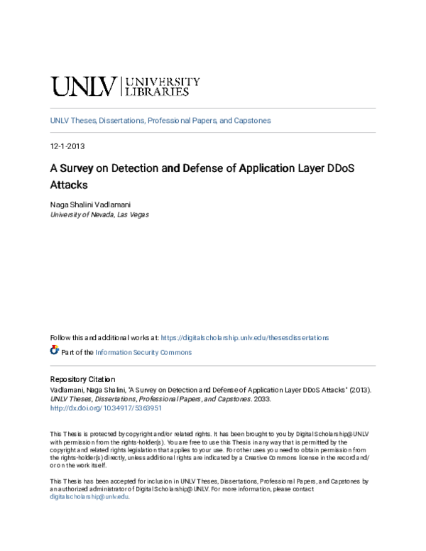 (PDF) A Survey on Detection and Defense of Application Layer DDoS ... (PDF) A Survey on Detection and Defense of Application Layer DDoS ...