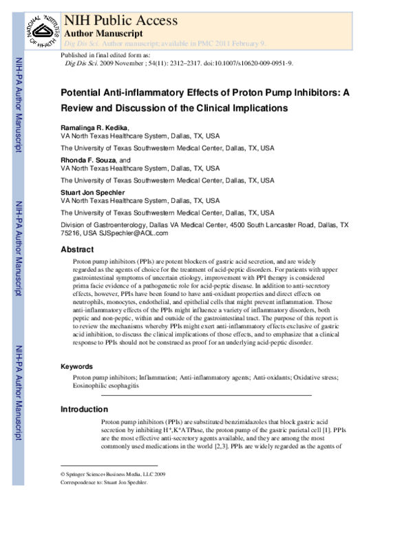 (PDF) Potential Anti-inflammatory Effects of Proton Pump Inhibitors: A ...