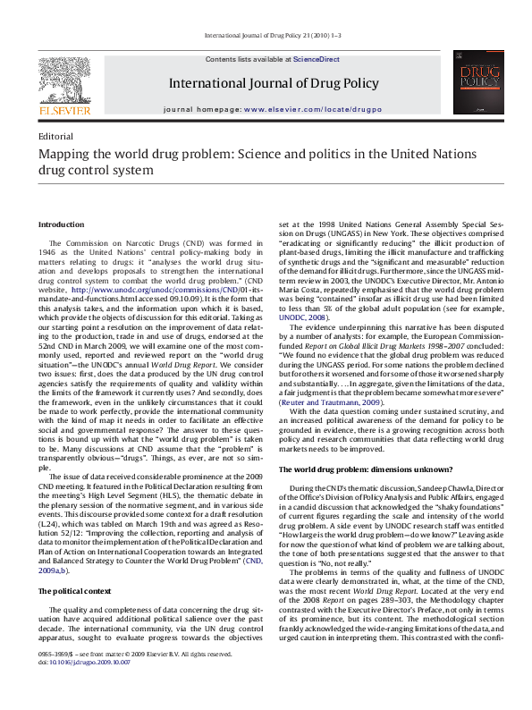 (PDF) Mapping the world drug problem: science and politics in the ...