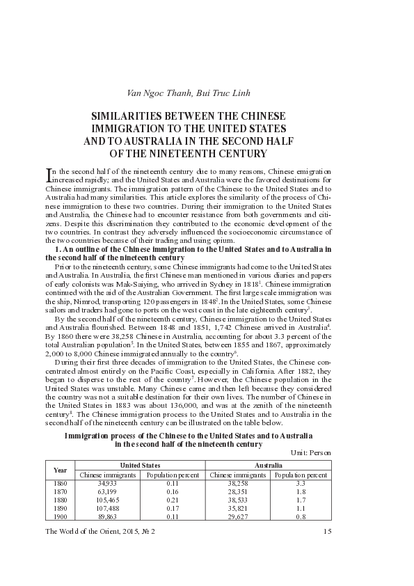 (PDF) Similarities between the Chinese Immigration to the United States ...