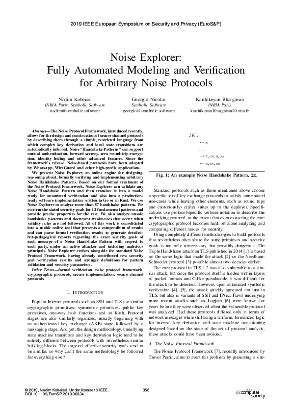 (PDF) Noise Explorer: Fully Automated Modeling and Verification for Arbitrary Noise Protocols