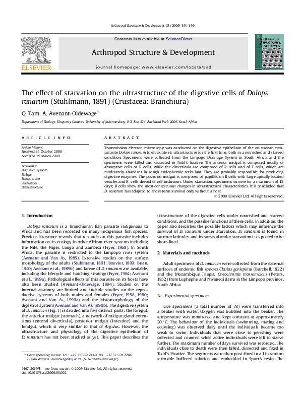 (PDF) The effect of starvation on the ultrastructure of the digestive ...