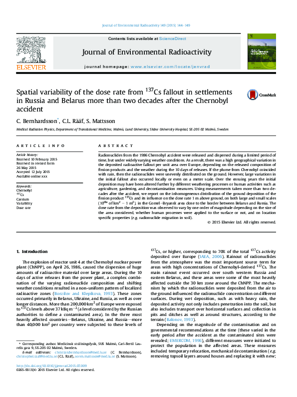 (PDF) Spatial variability of the dose rate from 137Cs fallout in ...