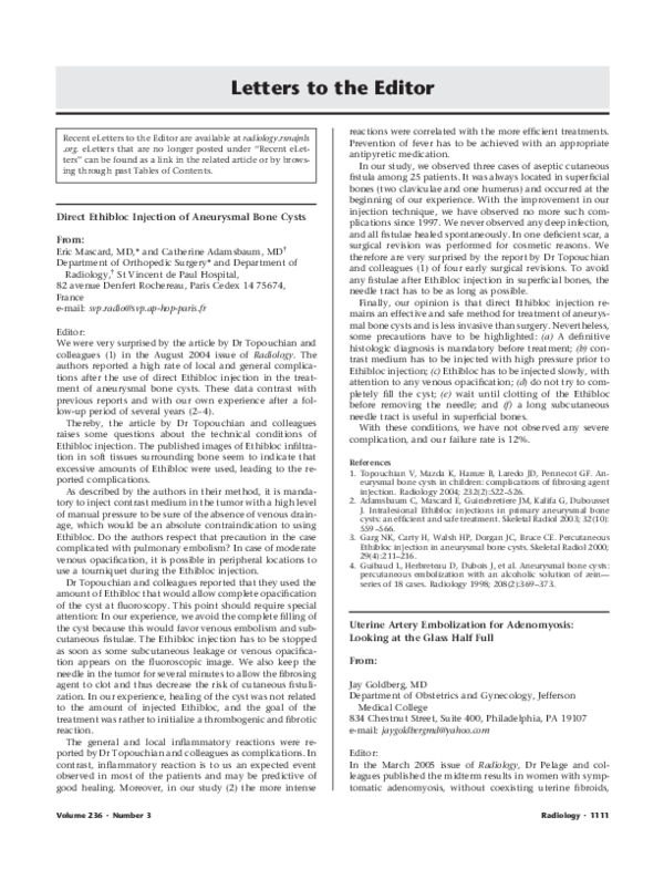 (PDF) Uterine Artery Embolization for Adenomyosis: Looking at the Glass ...